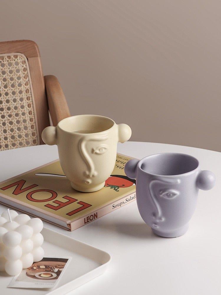Abstract Face Ceramic Mugs (3 Colors) – wickedafstore