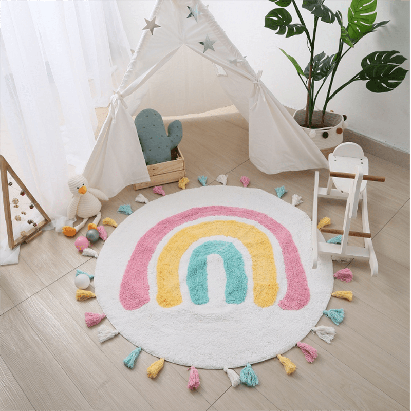 Rainbow Tasseled Rug – wickedafstore
