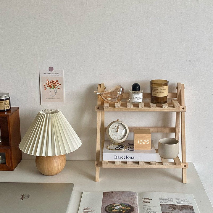 Two tier desk shelf store